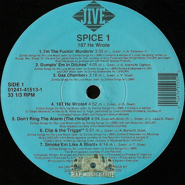 Spice 1 - 187 He Wrote: Record | Rap Music Guide
